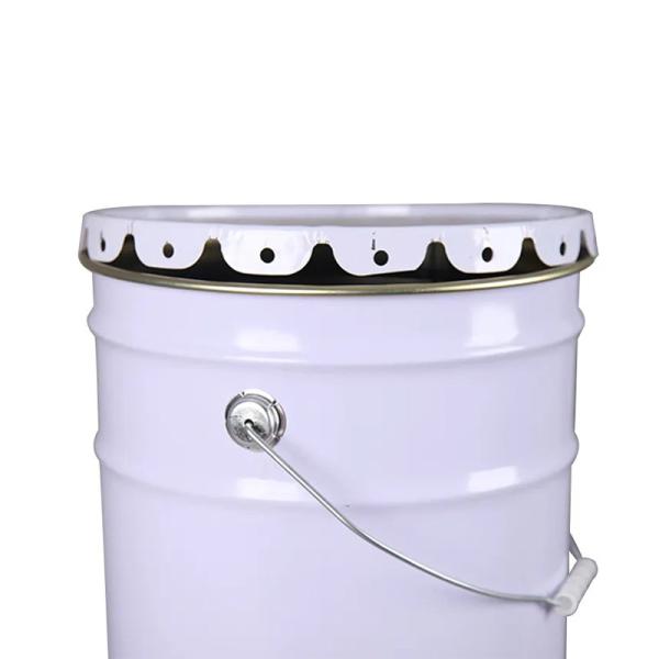 Quality Embossed Printing Rust Resistant White Metal Paint Bucket And Lid Removable for sale