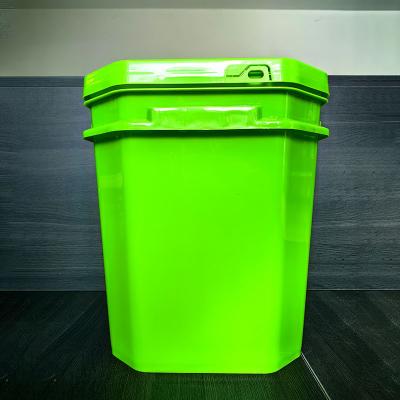 China Customized Logo 25 Litre Square Bucket With Lid Leakproof Stackable Metal Handle for sale