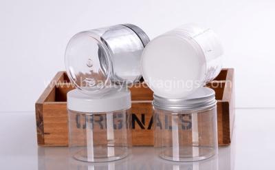 China 150g 300g Plastic PET Clear Cream Jar With Aluminum Cap for sale