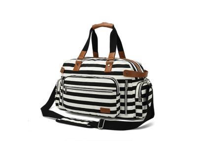 Cina Portable Striped Weekender Duffel Bags Custom Large Capacity Package Unisex Bag in vendita