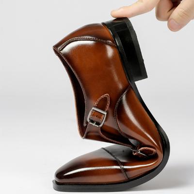 中国 チェルシー 本物の革職人 快適なモンク ブラウン/ブラック 靴 販売のため
