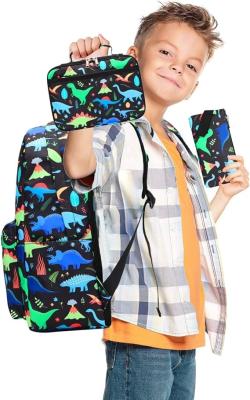 Cina Boys School Backpack Dinosaur Backpack With Lunch Box Pencil Case Three Piece Backpack Set in vendita