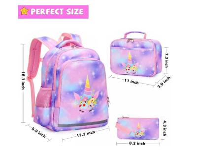 Cina Soft Polyester Inner Lining Preschool Unicorn Backpack with Lunch Box and Pencil Case in vendita