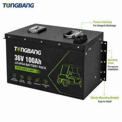 China 36V LiFePO4 Golf Cart Battery Pack with Smart BMS Manufacturer for sale