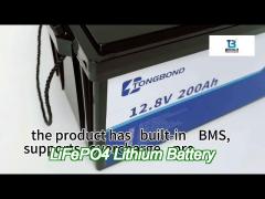 Bateria de lítio LiFePO4 de ciclo profundo 12.8V 200Ah Gestão inteligente de energia