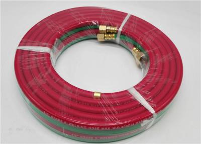 China Grade R Red & Green 1/4'' x 25ft Rubber Twin Hose for Oxygen - Acetylene for sale
