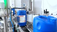 China Round Bucket Automatic Labeling Machine PLC Control Bucket Labeling Machine With Servo Wraparound Labeling for sale