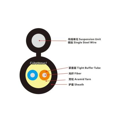 Cina Cavo in fibra ottica FTTH LSZH Autoportante 8 a forma di cavo aereo contorto Panoramica esterna in vendita