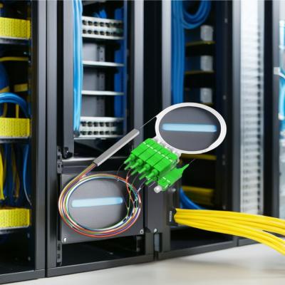 Cina FTTH Splitter ottico PLC 1x8 ABS Box SC APC connettore di tubi in acciaio per la comunicazione in vendita