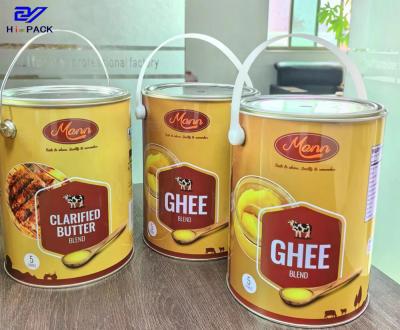China 20L Food Grade 5 Gallon Tinplate Bucket With Handle Paint 28cm Dia Tinplate Pail for sale