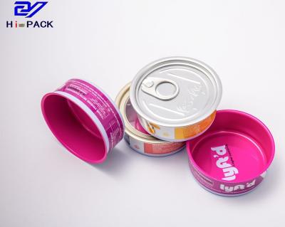 China Cães vermelhos rosados comem atum lata de 80 ml pequenas latas redondas de metal com tampa à venda