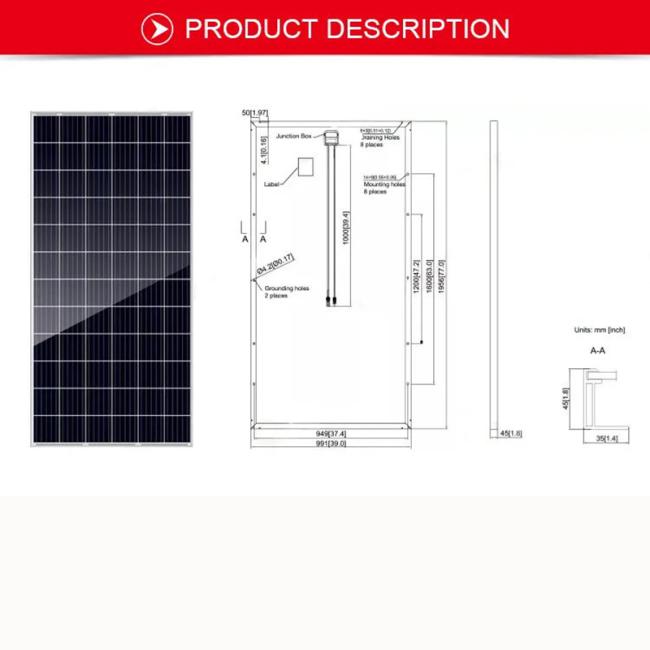 Solar Photovoltaic Panel 50W, Monocrystalline Silicon, Polycrystalline Silicon Power Generation System for Industrial, Agricultural, and Household