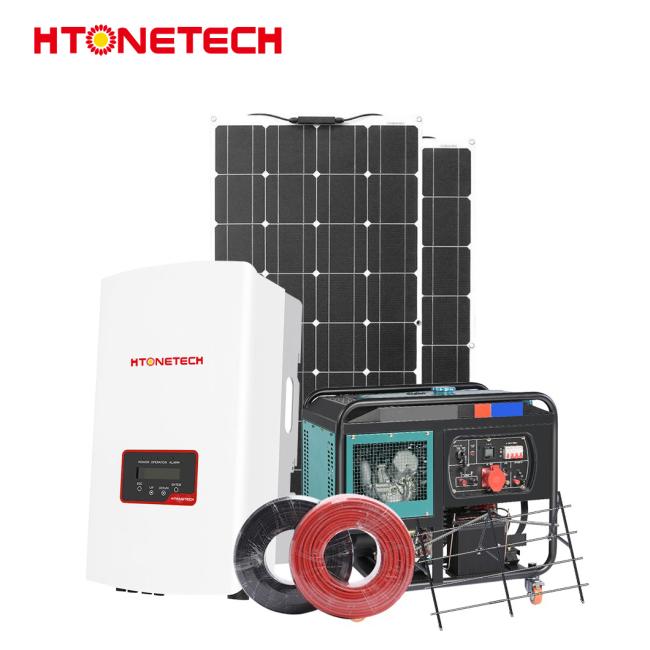 Htonetech Monocrystalline Solar Panels 100 Manufacturing Inverter for Solar and Wind China Heavy Duty Solar Power System with Super Silent Diesel Generator 8kVA