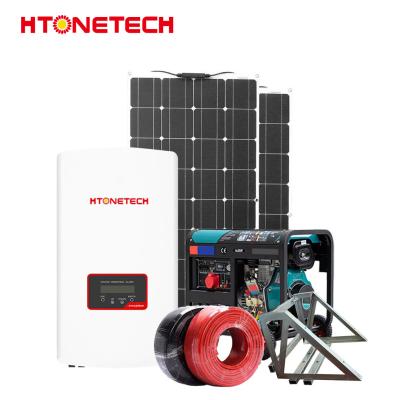 China Sistemas de energia solar híbrida de 400W Sistema de energia solar híbrida eólica de 5Kw à venda