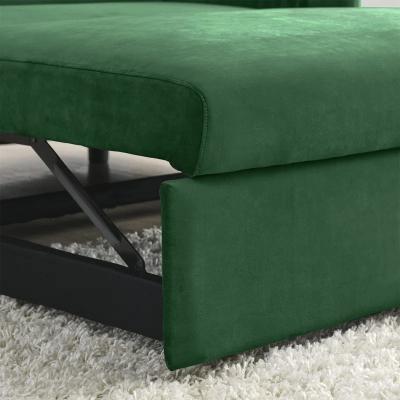 Cina divano a doppio uso multifunzionale con letto pieghevole divano verde velluto letto prezzi bassi con tasca laterale in vendita