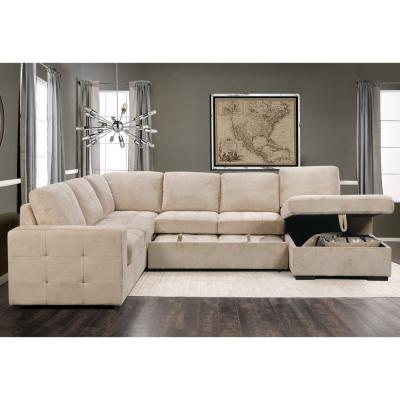 Cina Divano letto beige con ripostiglio divano moderno grande a forma di U divano letto Europa Nord America divano sezionale angolo grande in vendita