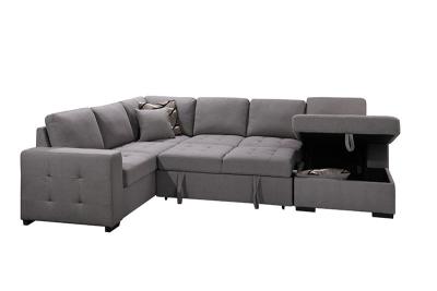 Cina Moderno in forma di U 2pc seduta angolo e seduta da letto con / letto estraibile salotto sezionale divano set di stoffa di lino in vendita