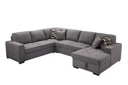 Cina Moderno in forma di U 2pc seduta angolo e seduta da letto con / letto estraibile salotto sezionale divano set di stoffa di lino in vendita