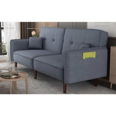 Cina Nuovo divano Loveseat in grigio ricinato Convertibile Futon Divano set di lino Divani con cuscino divano king size letto per cinque stelle in vendita