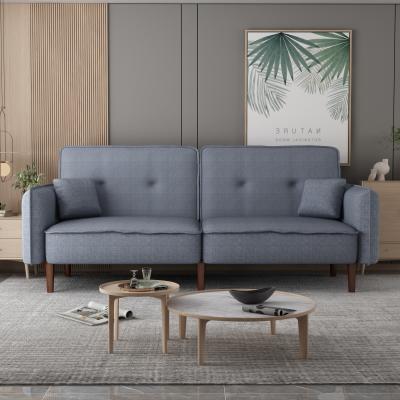 Cina Nuovo divano Loveseat in grigio ricinato Convertibile Futon Divano set di lino Divani con cuscino divano king size letto per cinque stelle in vendita