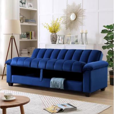 Cina Grande caricamento facile da assemblare a mano Loveseat Sleeper hotel blu velluto riconfigurabile divano letto con deposito in vendita