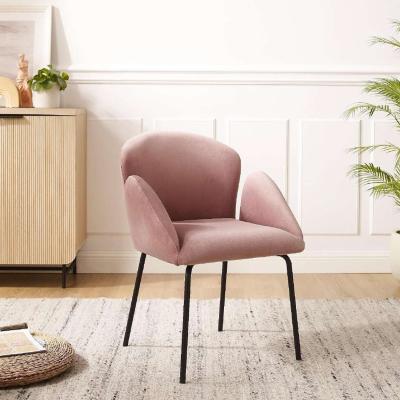 China Anti Fading Velvet Modern Single Seater Chair Pink Color For Kitchen for sale