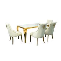 China Metal Golden Luxury Modern Dining Table Set Elegant Multi Function for sale