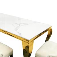 China Metal Golden Luxury Modern Dining Table Set Elegant Multi Function for sale