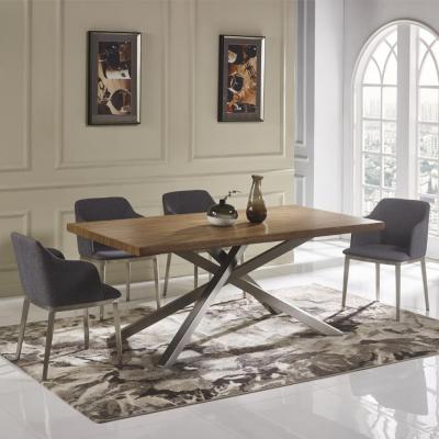 China Wood Metal Luxury Modern Dining Table Set Lightweight Removable for sale