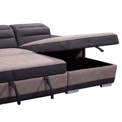 Cina Piegatura durevole d'angolo Sofa Bed With Storage Multiscene con la copertura della ciniglia in vendita