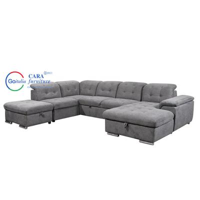 Cina Divano a forma di U sezionale letto multifunzionale ripiegabile mobili da soggiorno ripiegabile di tessuto divano letto in vendita