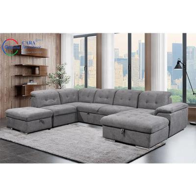 Cina Divano a forma di U sezionale letto multifunzionale ripiegabile mobili da soggiorno ripiegabile di tessuto divano letto in vendita