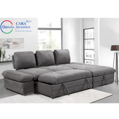 Cina Modello Europa Sofa di tessuto morbido da 3 posti Mobili a braccio regolabile Sofà moderno Letto con deposito in vendita