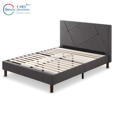China 12288 Comfortable Dark Grey Double Bed Frame Luxury Modern King Size Bed For Hotels for sale