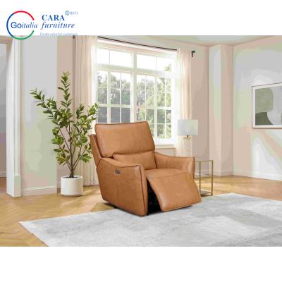 Cina Comodo Divano di colore caramello Modern Recliners Set Legno Divano Recliner Elettrico in vendita
