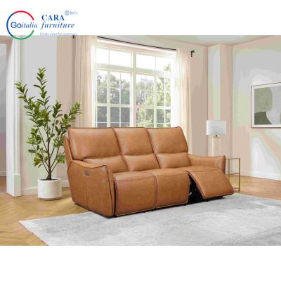 Cina Comodo Divano di colore caramello Modern Recliners Set Legno Divano Recliner Elettrico in vendita