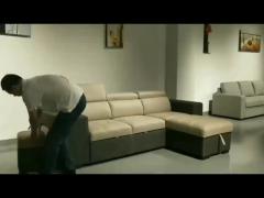 Foldable Sectional Fabric Queen Sleeper Sofa Stain Resistant Multiscene
