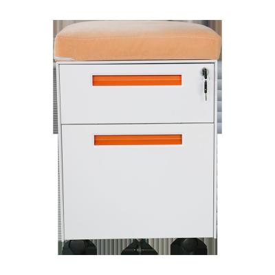 China 2 drawer steel mobile pedestal with cushion, 2 keys, 3 section slide way, anti-tilt design for sale