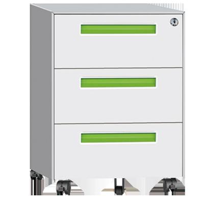 China 3 section slide way, Filing steel mobile cabinet with 3 drawers, fold key, Size:490x380x500mm, environmal powder coating for sale