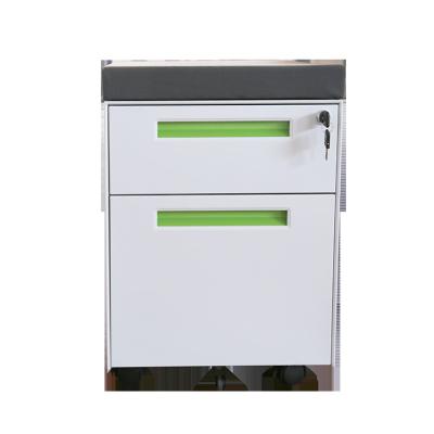 China 2 drawer mobile pedestal with cushion small pedestal filing cabinet, 3 section slide way, fold key, Size:490x380x500mm for sale