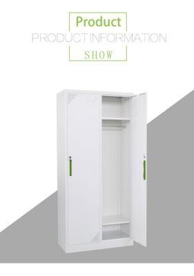 China Knock down powder coating surface 2 door metal locker, brand lock, fold key, for sale
