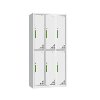 China Knock down powder coating surface 6 door metal locker office use, knock down structure, brand lock for sale