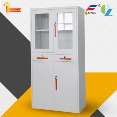 China Latest Metal cabinets with Glass Door , 4 adjustable shelves, FYD-W016 H1850xW900xD400MM, Knock Down Structure, fold key for sale
