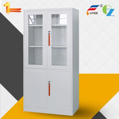 China Metal storage cupboard FYD-W012:H1850XW900XD400mm, KD,glass and steel swing door, KD structure for sale