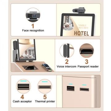 Hotel Airport Self Service Kiosk With Touch Screen POS Cash Payment Receipt Printer Camera Passport Scanner 19
