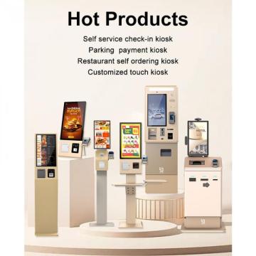 Hotel Airport Self Service Kiosk With Touch Screen POS Cash Payment Receipt Printer Camera Passport Scanner 32