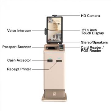 Hotel Airport Self Service Kiosk With Touch Screen POS Cash Payment Receipt Printer Camera Passport Scanner 33