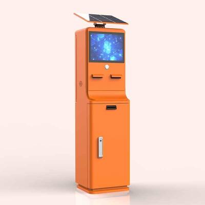 China Customized Kiosk Outdoor Kiosk With Solar Panel Power Supply Cash Payment And Card Payment For Parking Station Or Self Ordering Payment for sale