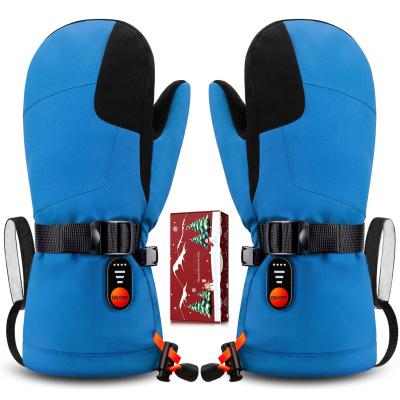 China Winter Waterproof Rechargeable Battery Heated Microfiber Gloves Mittens Customizable Kids Snowboarding Skiing Warm for sale