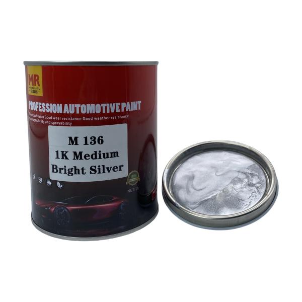 Quality M136 1K Medium Bright Silver Auto Paint Metallic Silver Car Paint Smooth Finish for sale